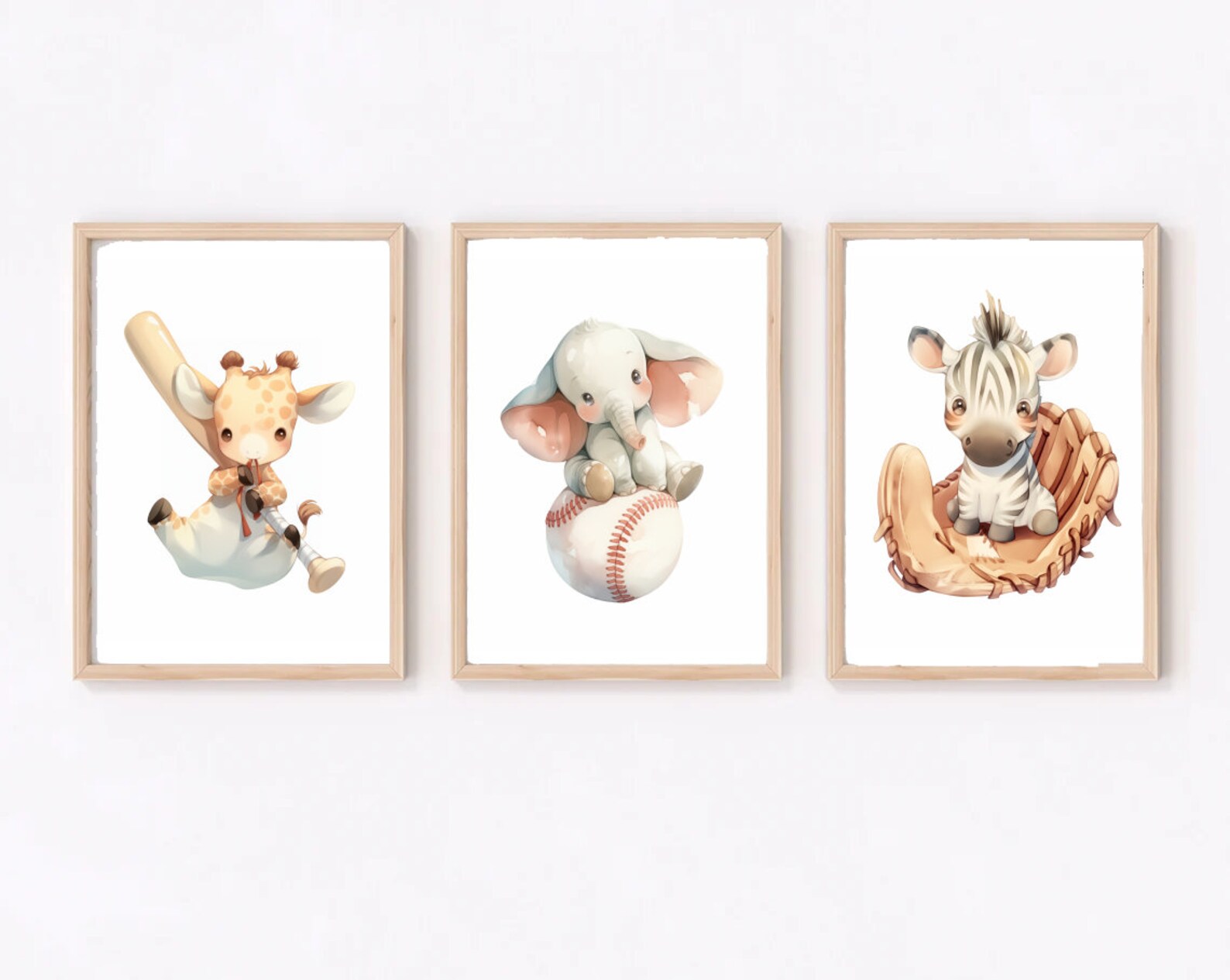 Baby Animal Baseball Nursery Prints – Set of 3 (digital Download) - Etsy