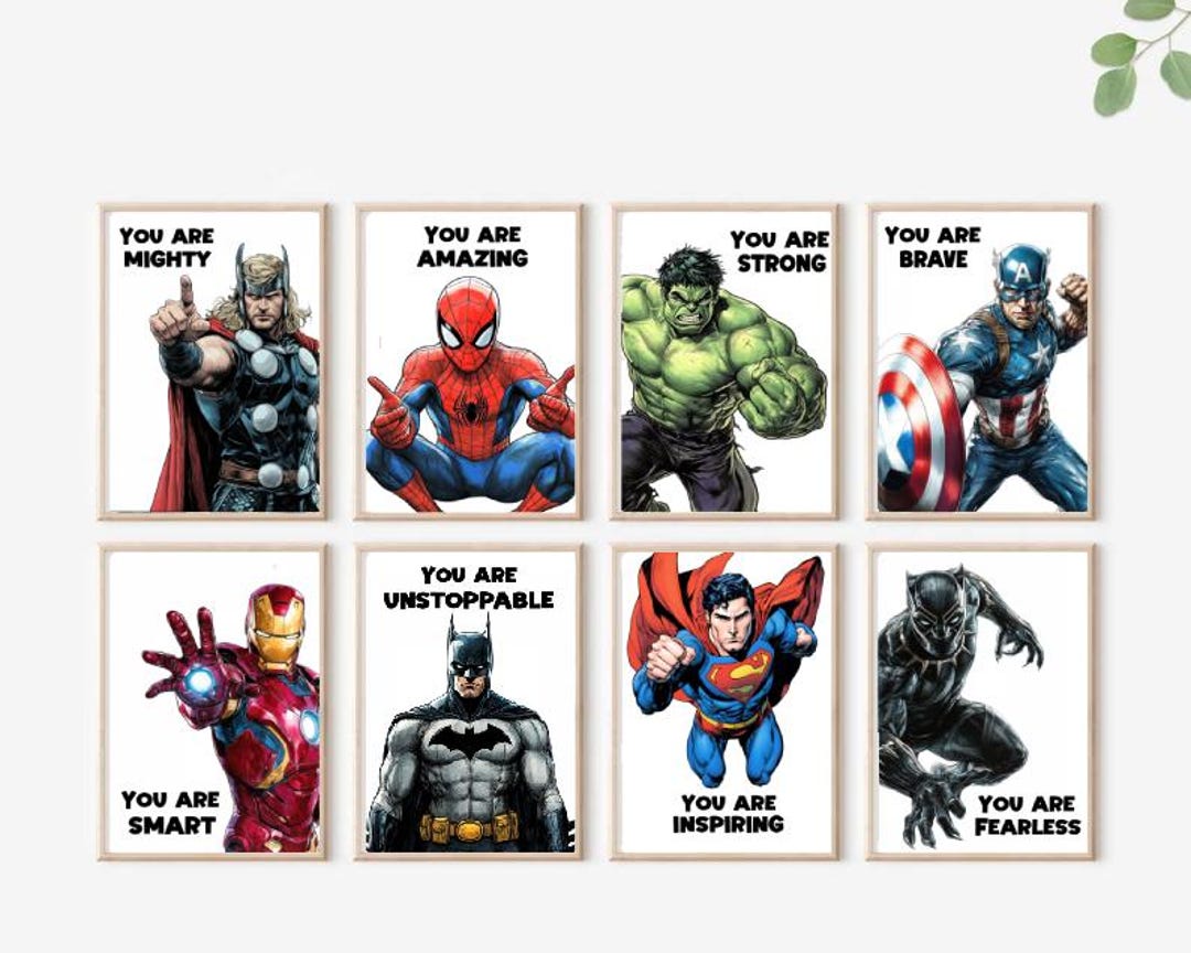 Superhero Affirmation Wall Art – Marvel & DC Printable – Hulk, Iron Man ...