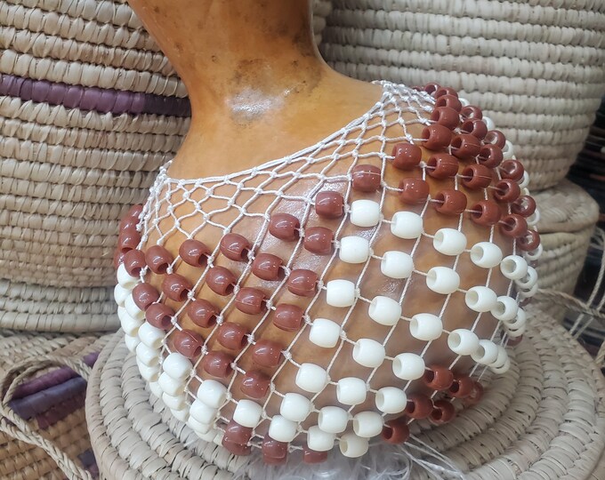 Shekere Shaker Beaded Cream/chocolate Color Medium Size. - Etsy