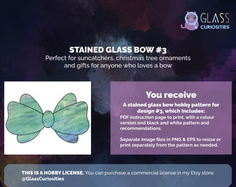 Bow Design #4 Pattern: Bow Stained Glass Pattern • Stained Glass ...