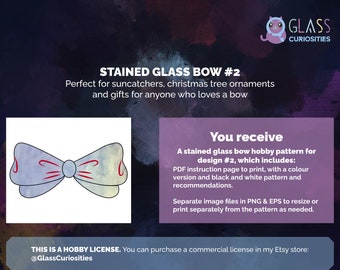 Bow Design #4 Pattern: Bow Stained Glass Pattern • Stained Glass ...