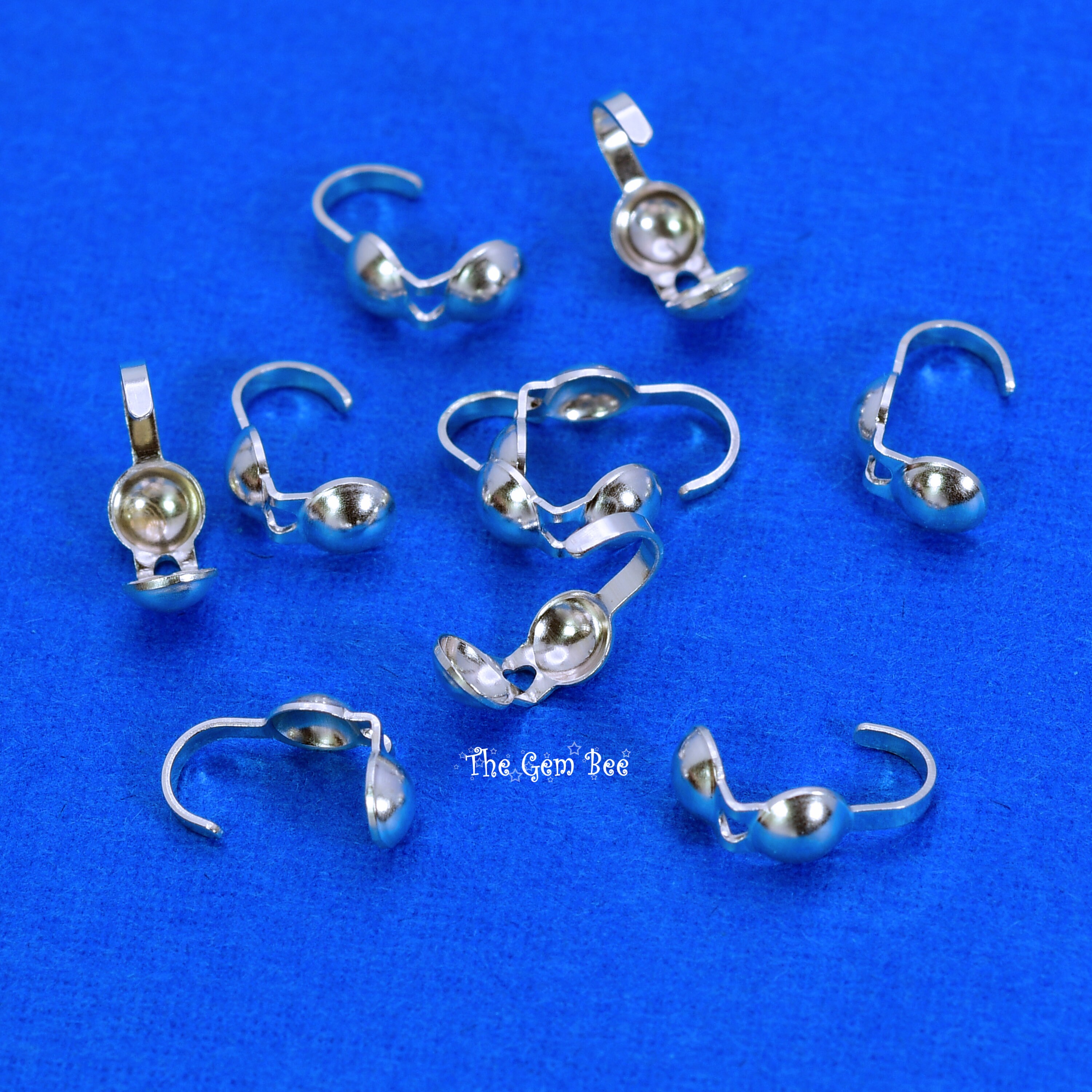 925 Sterling Silver Clam Shell Crimp Bead Tip Cord Knot Cover (10) - Etsy