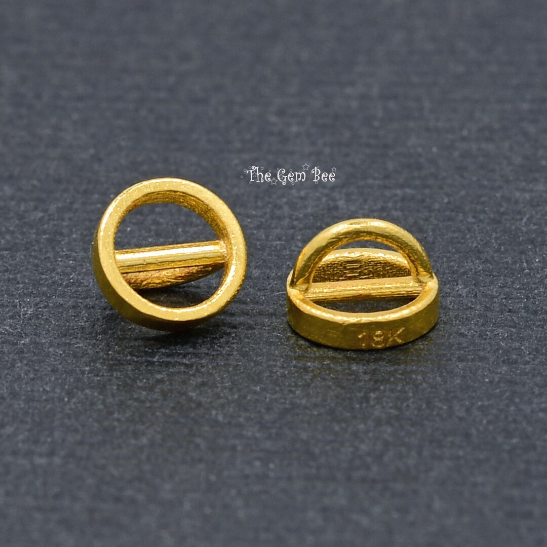 5mm 18K Solid Yellow Gold Crimp Hook Cups Ends Findings With Bars ...