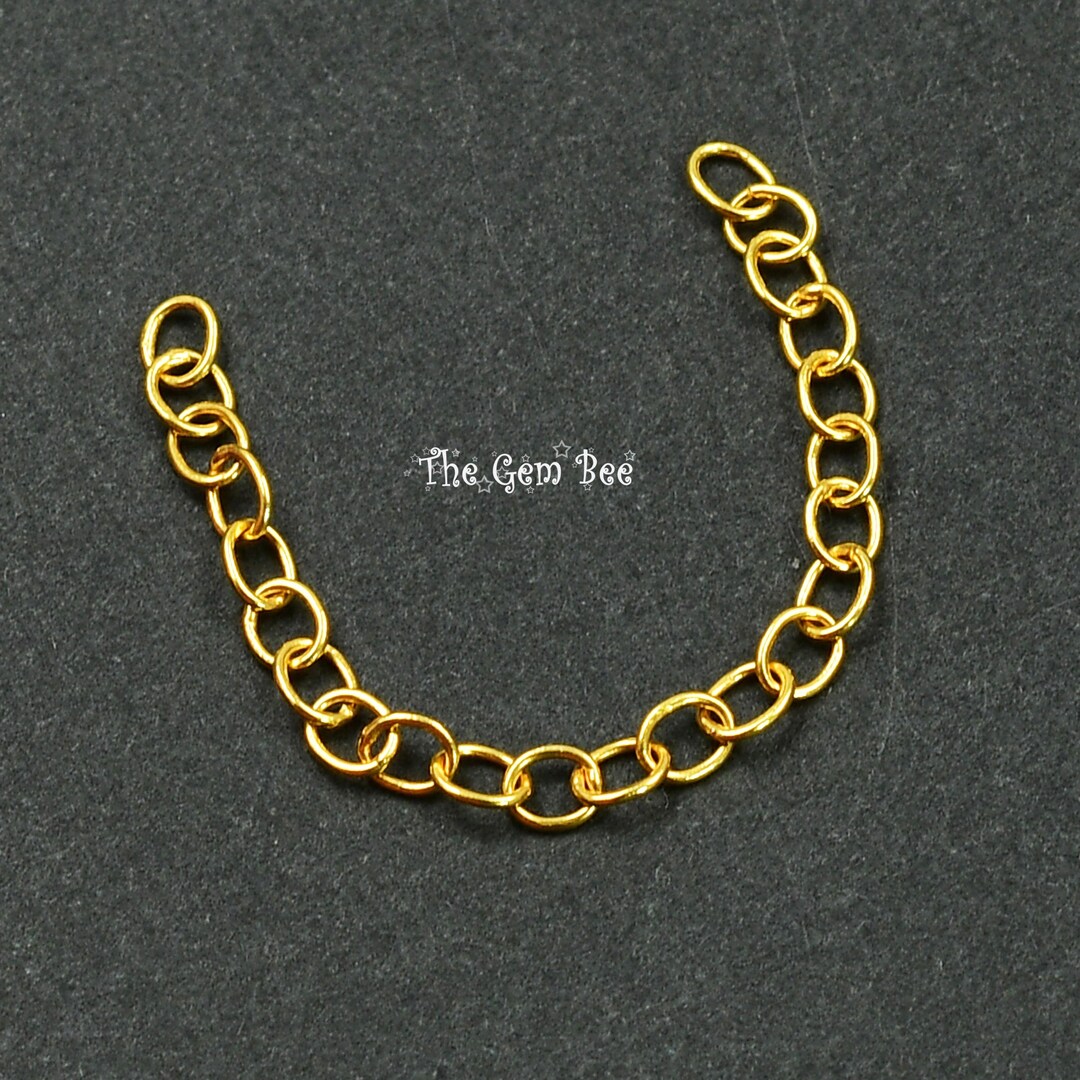 2.5mmx3.2mm 18k Solid Yellow Gold Simple Oval Cable Chain Extender 2 ...