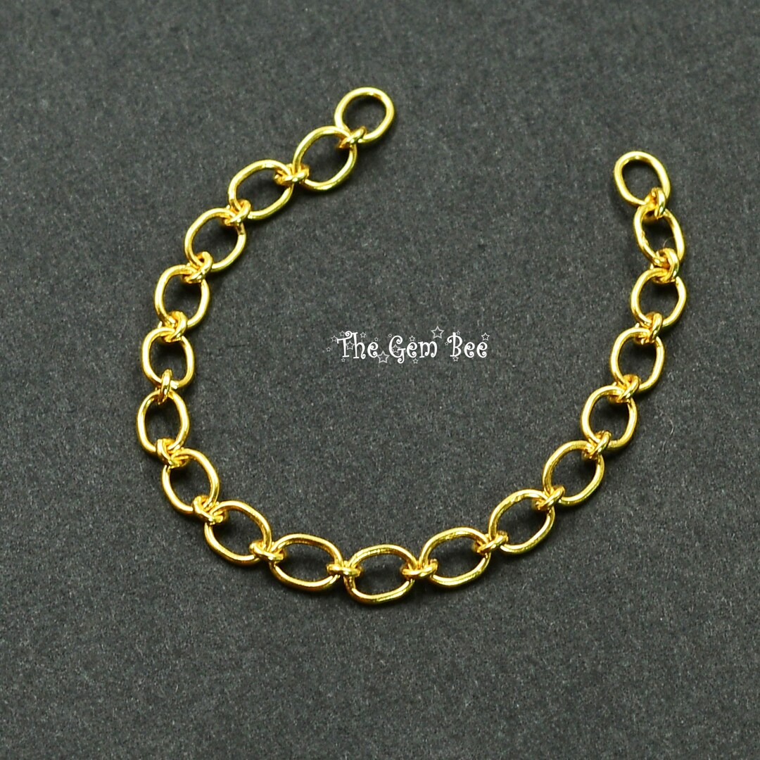 3mmx4mm 18k Solid Yellow Gold 23 Gauge Fancy Oval Cable Chain Extender ...