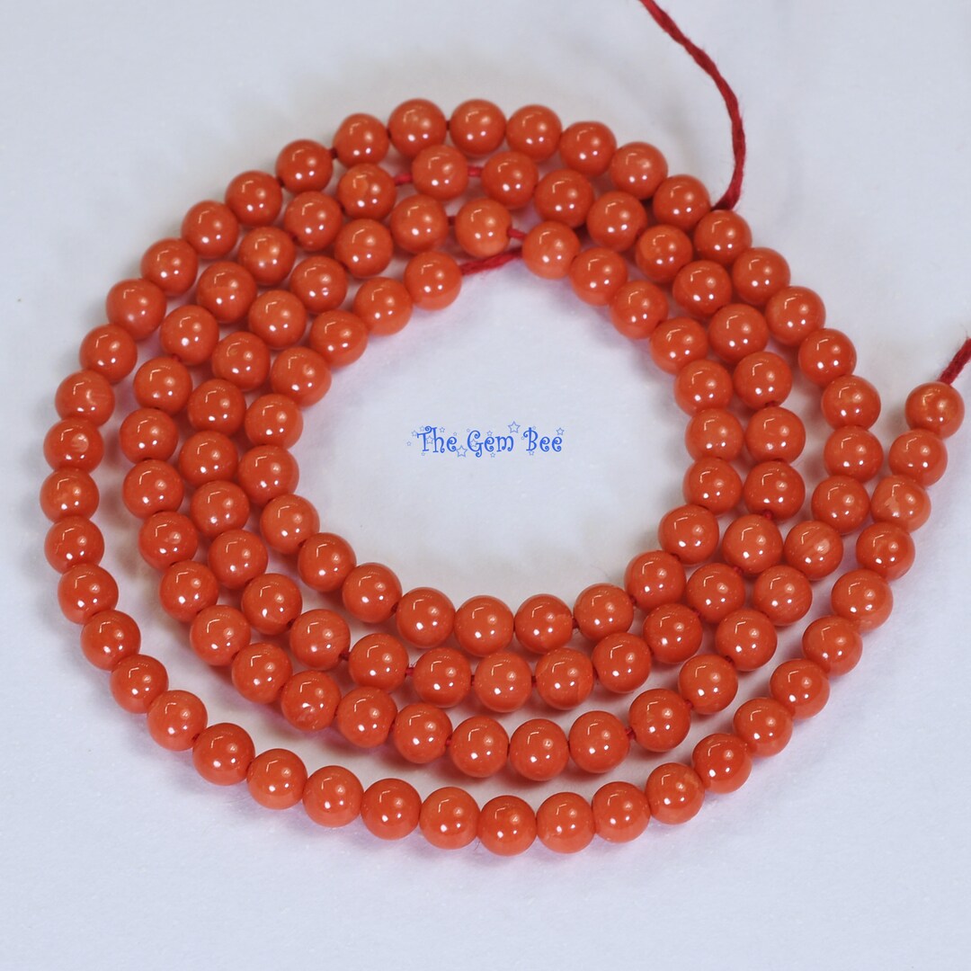 3.8MM Italian Sardinia Undyed Salmon Orange Red Seed Coral Round Beads ...