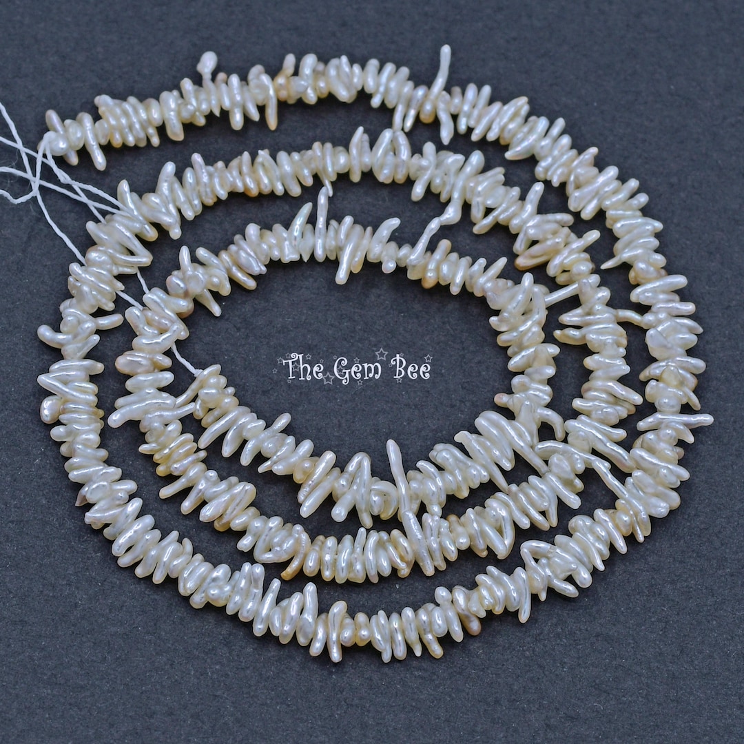 5mm-8mm Japanese Akoya Natural Saltwater Keshi Pearl Stick Beads 16 ...