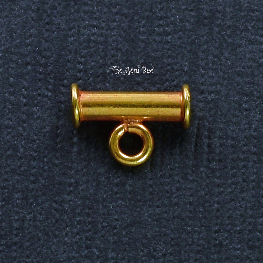5.5mmx8.2mm 18k Solid Yellow Gold Fancy Bamboo Tube With Jump Ring Loop ...