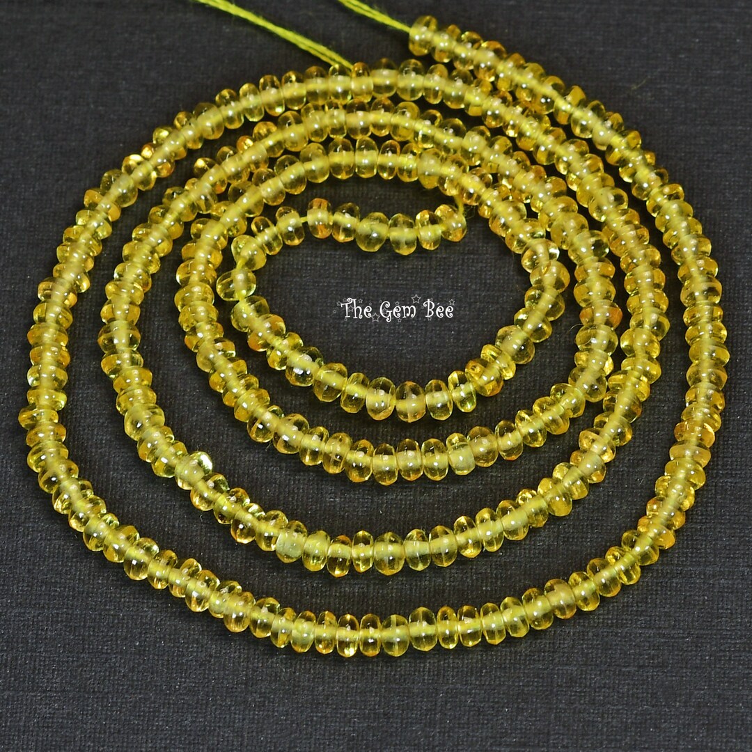 2.8mm Petite Natural Pure Yellow Sapphire Smooth Rondelle Beads 16 ...