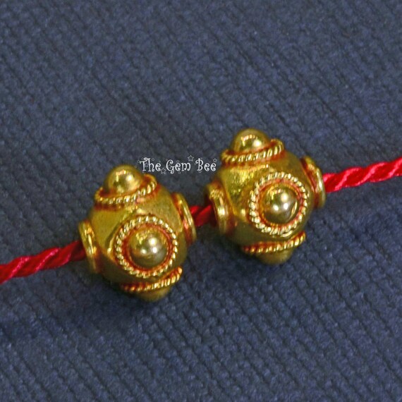 7.5mm 18k Solid Yellow Gold Fancy Spacer Findings Beads Pair | Etsy