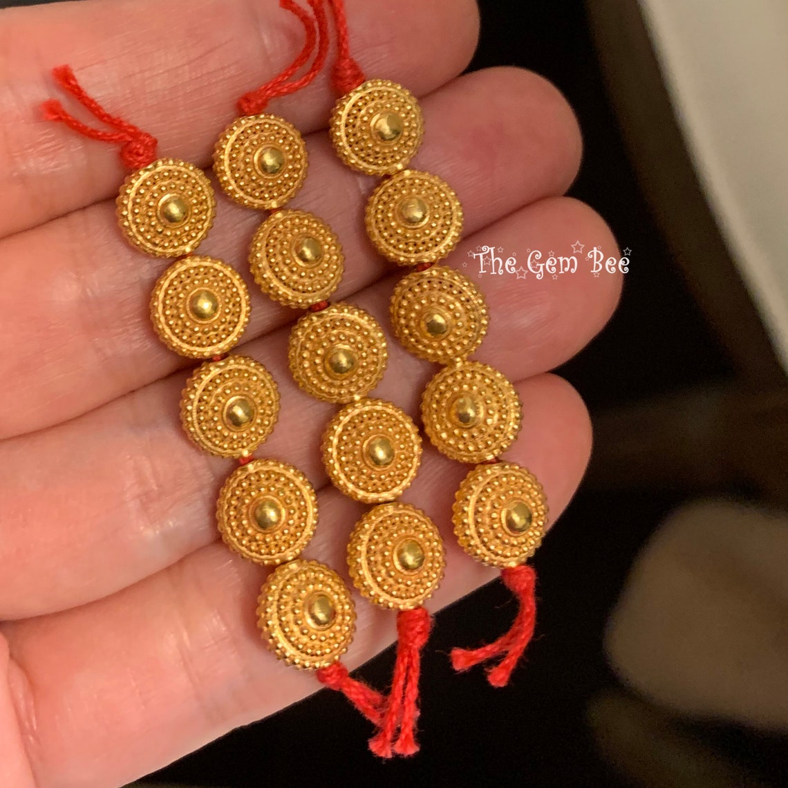 18k Solid Yellow Gold 8mm Fancy Granulation Coin Spacer Finding Bead - Etsy