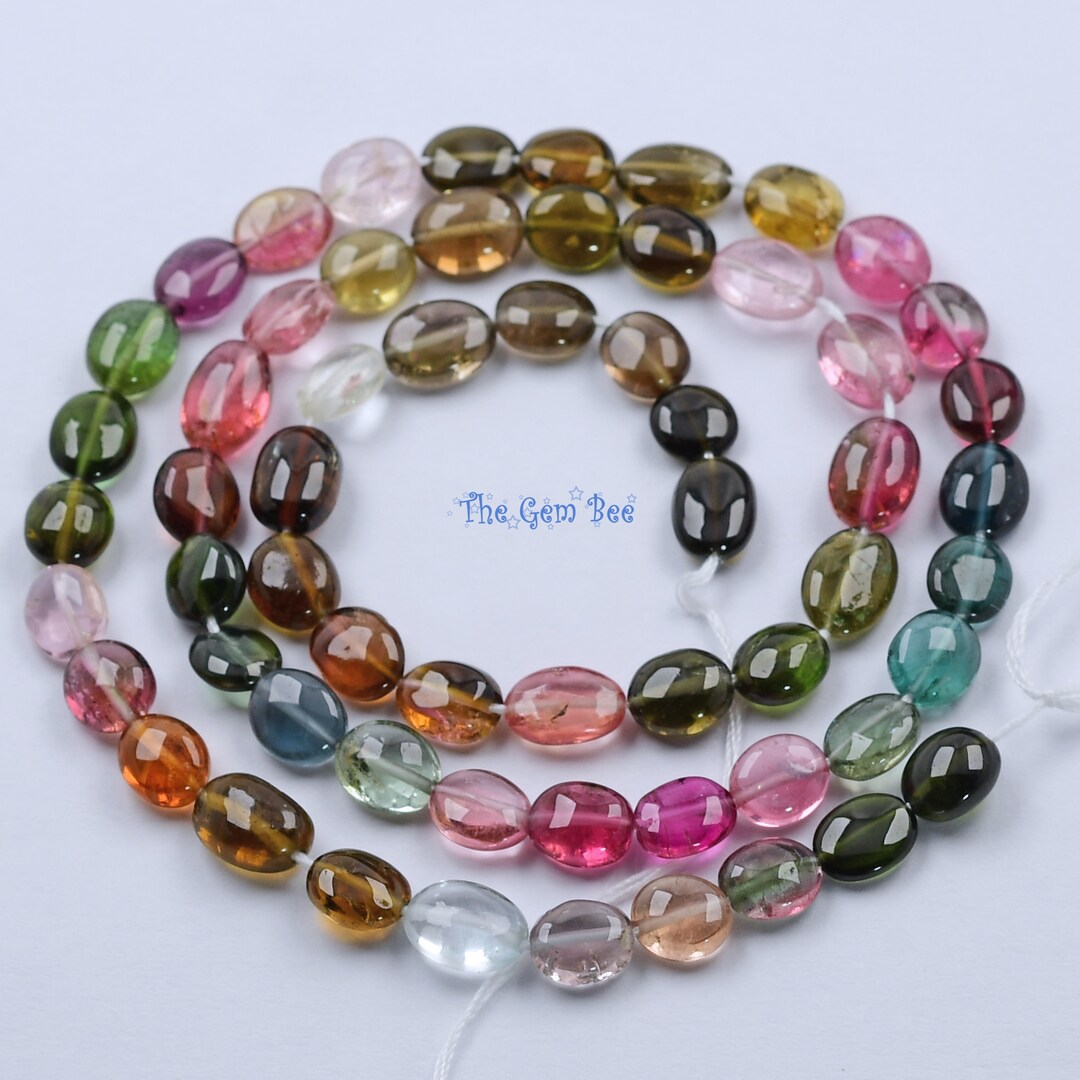 Old Mine Multi Color Tourmaline Smooth Oval Nugget Beads 15 Inch Strand ...