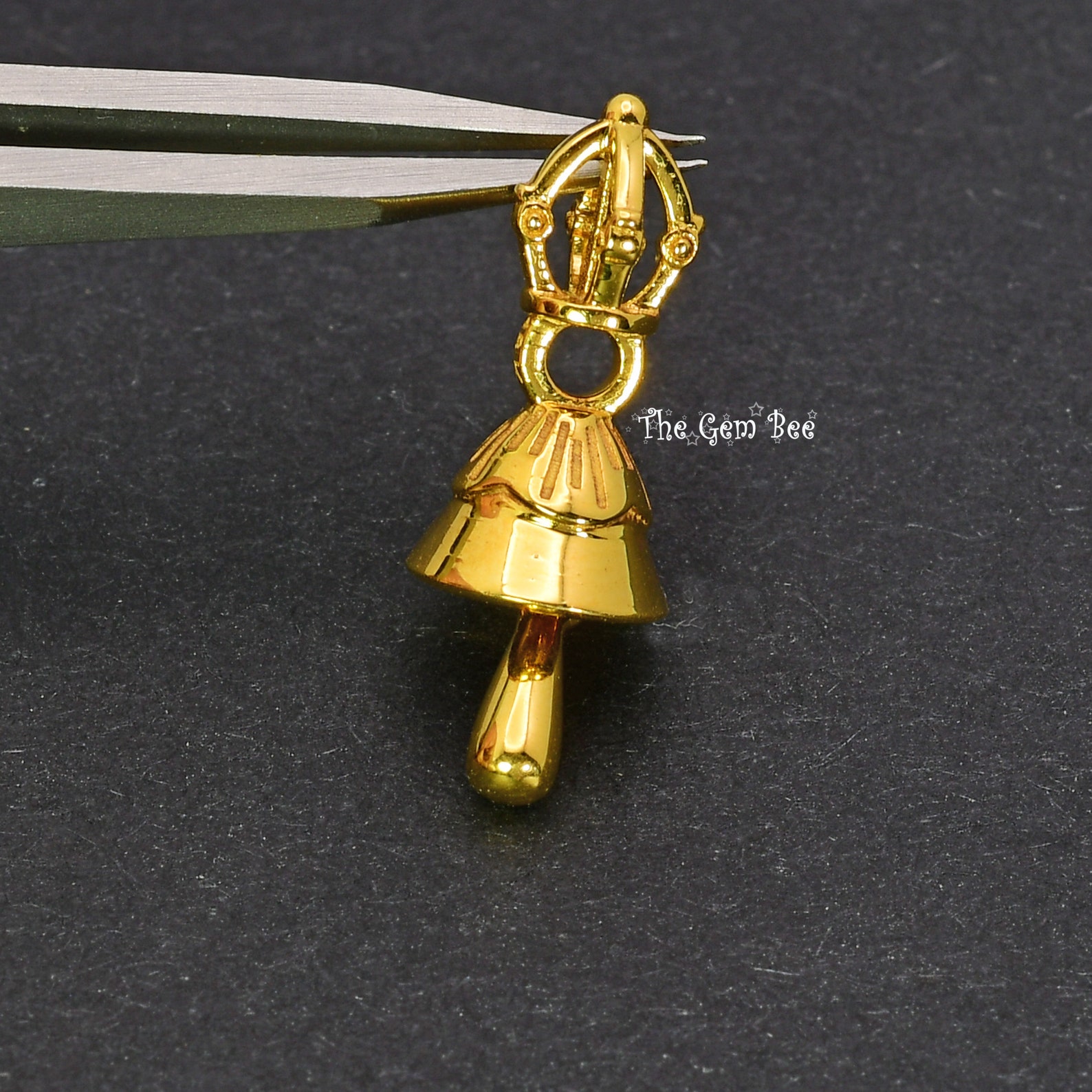 Heavy 18k Solid Yellow Gold Fancy Bell Charm Pendant Finding - Etsy