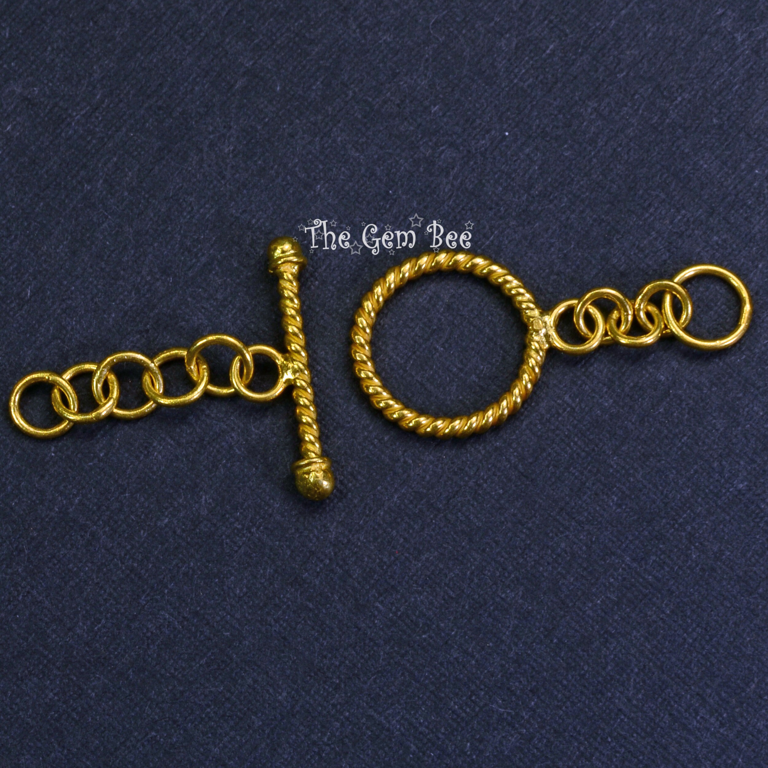 18k Solid Yellow Gold Circle Twisted Wire Toggle Clasp Finding | Etsy