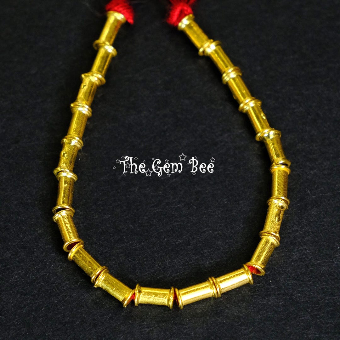 2.8mmx4.8mm 18k Solid Yellow Gold Fancy Bamboo Tube Spacer Beads 3.8 ...