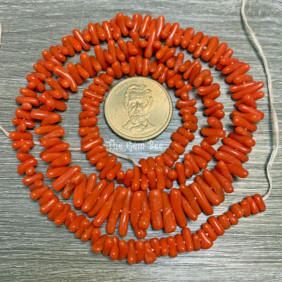 Natural Undyed Italian Sardinia Salmon Orange Red Coral Short Branch ...
