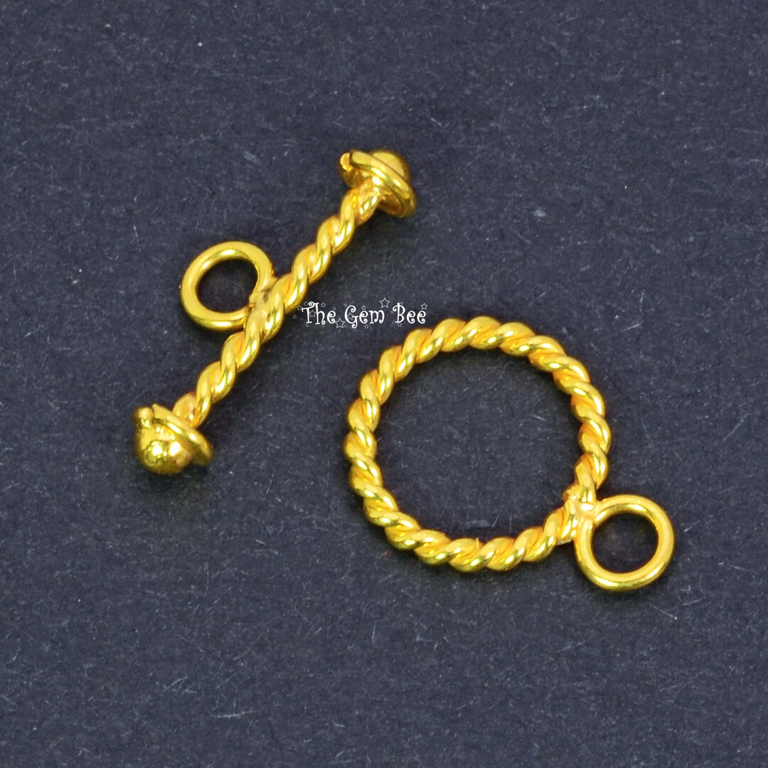 18k Solid Yellow Gold Circle Fancy Twisted Wire Toggle Clasp Finding - Etsy