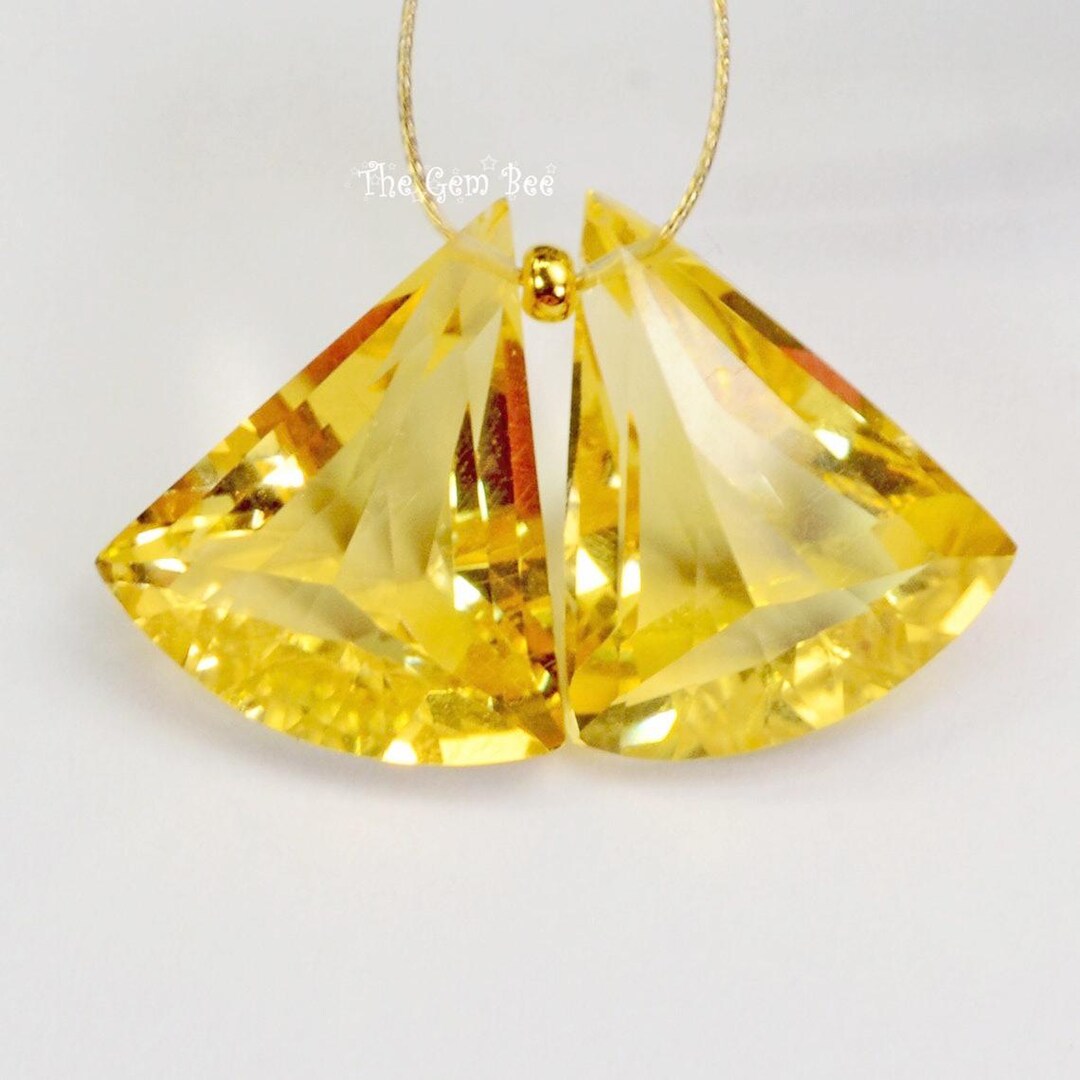 13mmx14mm Golden Citrine Fancy Cut Fan Briolette Bead PAIR (2) - Etsy
