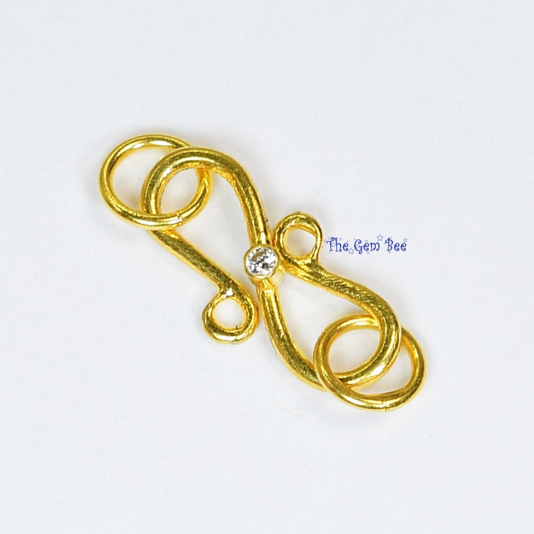 7mmx15mm 18k Solid Gold Classic S Hook Clasp Finding With Brilliant Cut ...