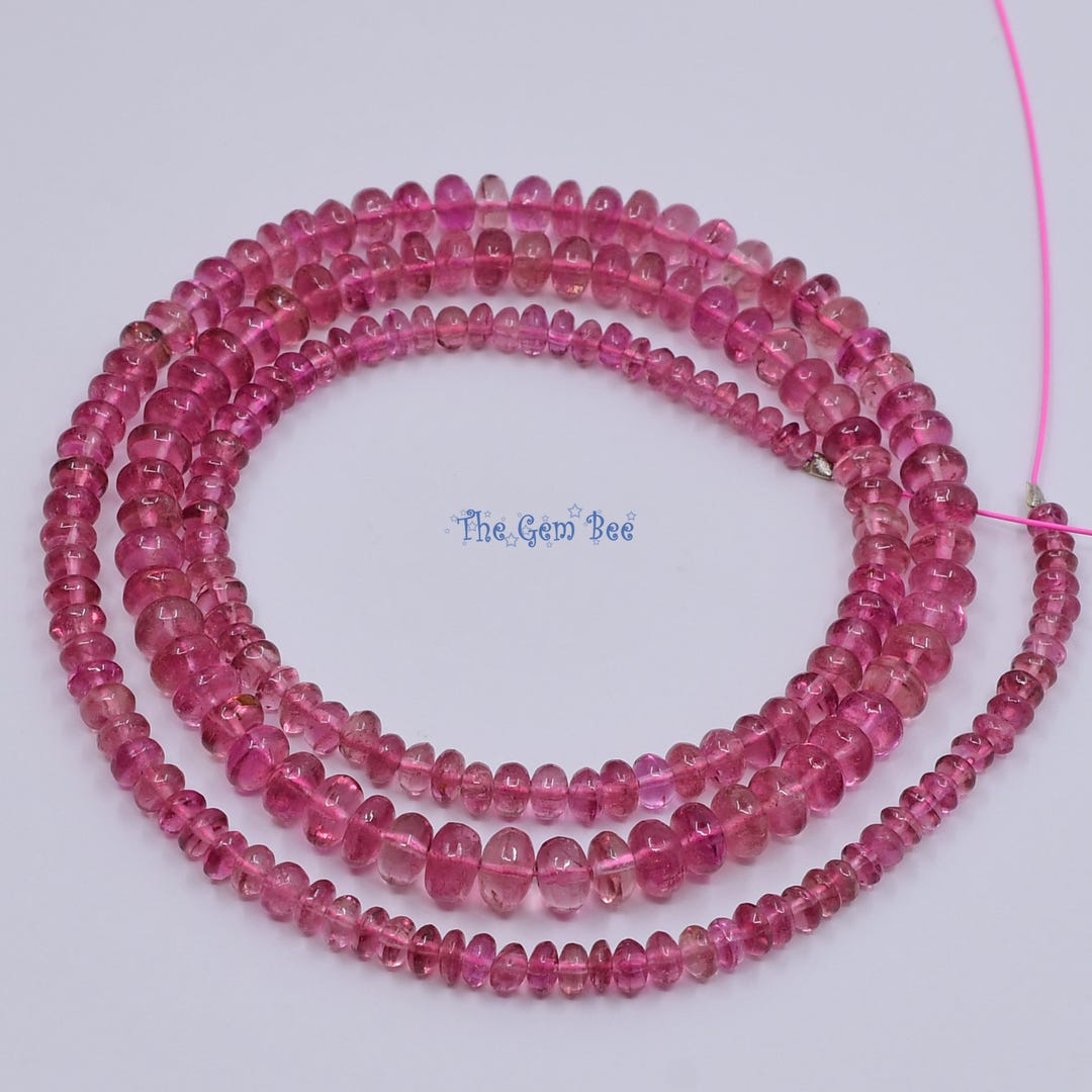 2.5mm-4.8mm Strawberry Pink Tourmaline Smooth Rondelle Beads 16" Strand ...