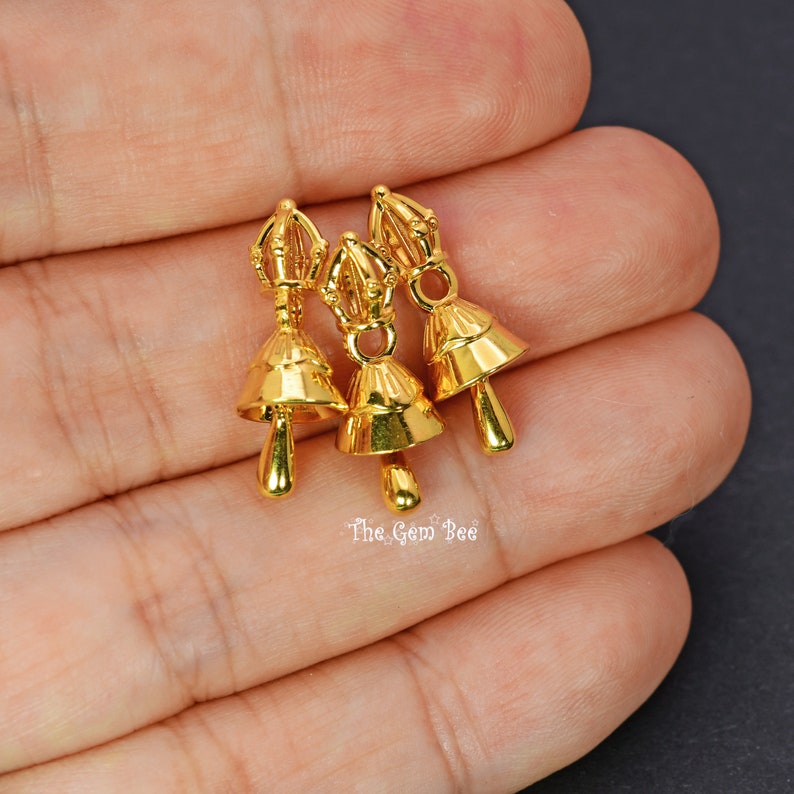 Heavy 18k Solid Yellow Gold Fancy Bell Charm Pendant Finding (1) - Etsy