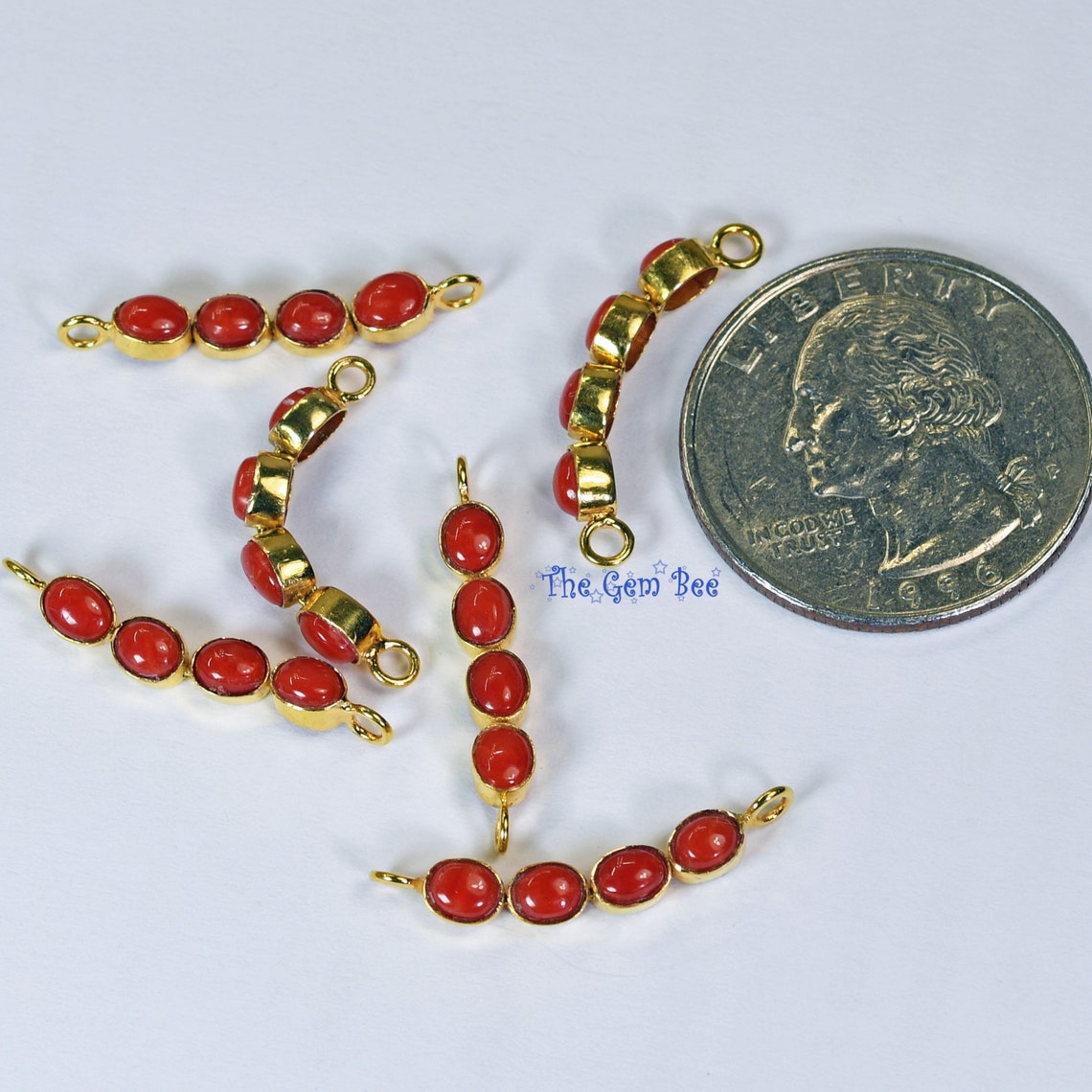 18k Solid Yellow Gold Sardinia Red Coral Bezel Gemstone - Etsy