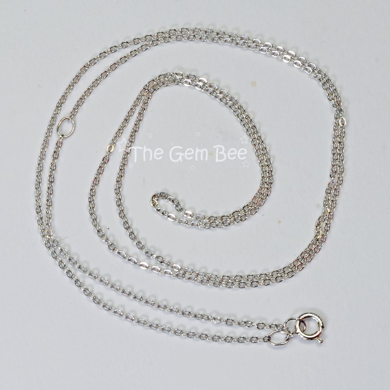14K SOLID White GOLD Cable Chain Necklace 16-18 Inch Length - Etsy