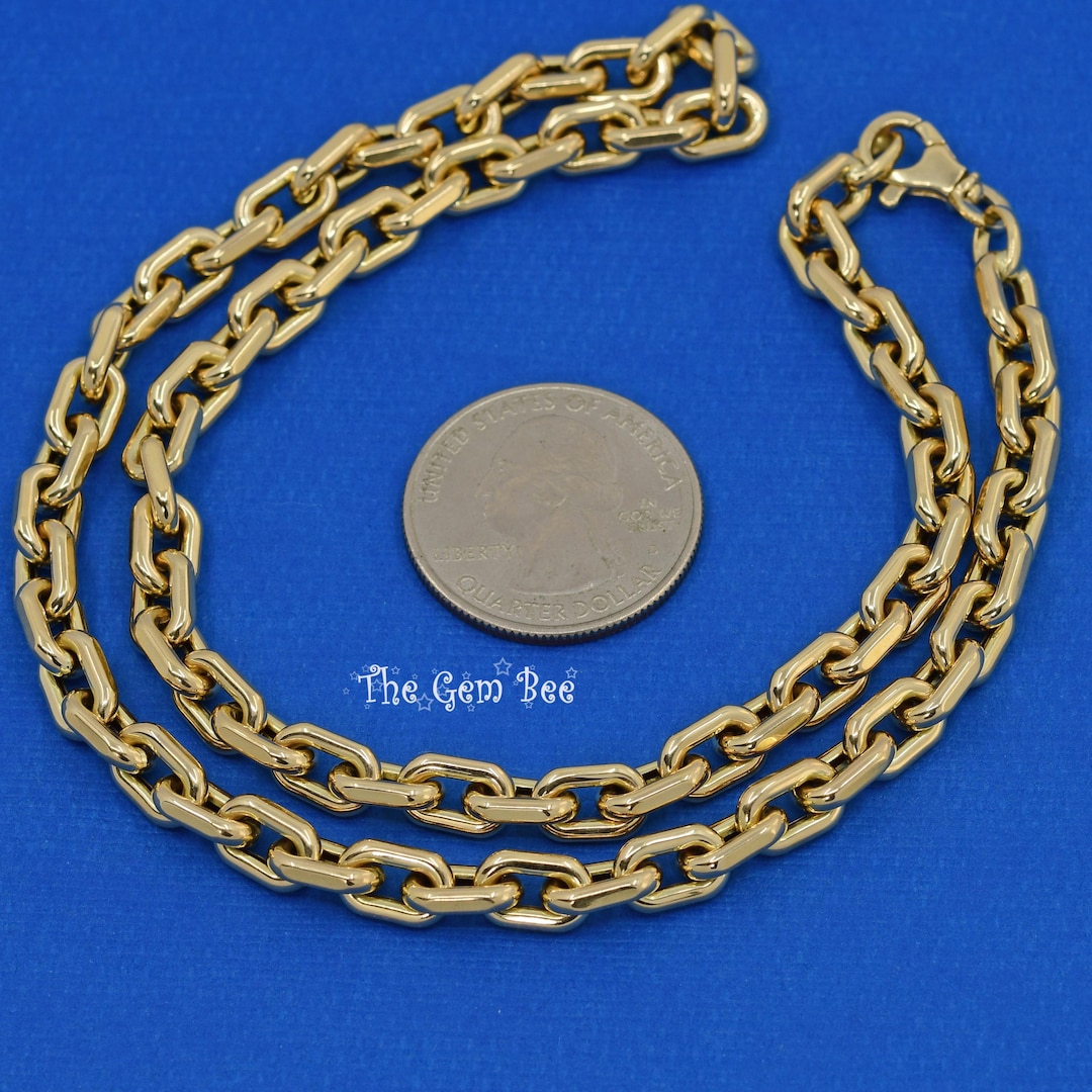14K Solid Yellow Gold Italian Anchor Link Chain Necklace 18 Inch 20 ...
