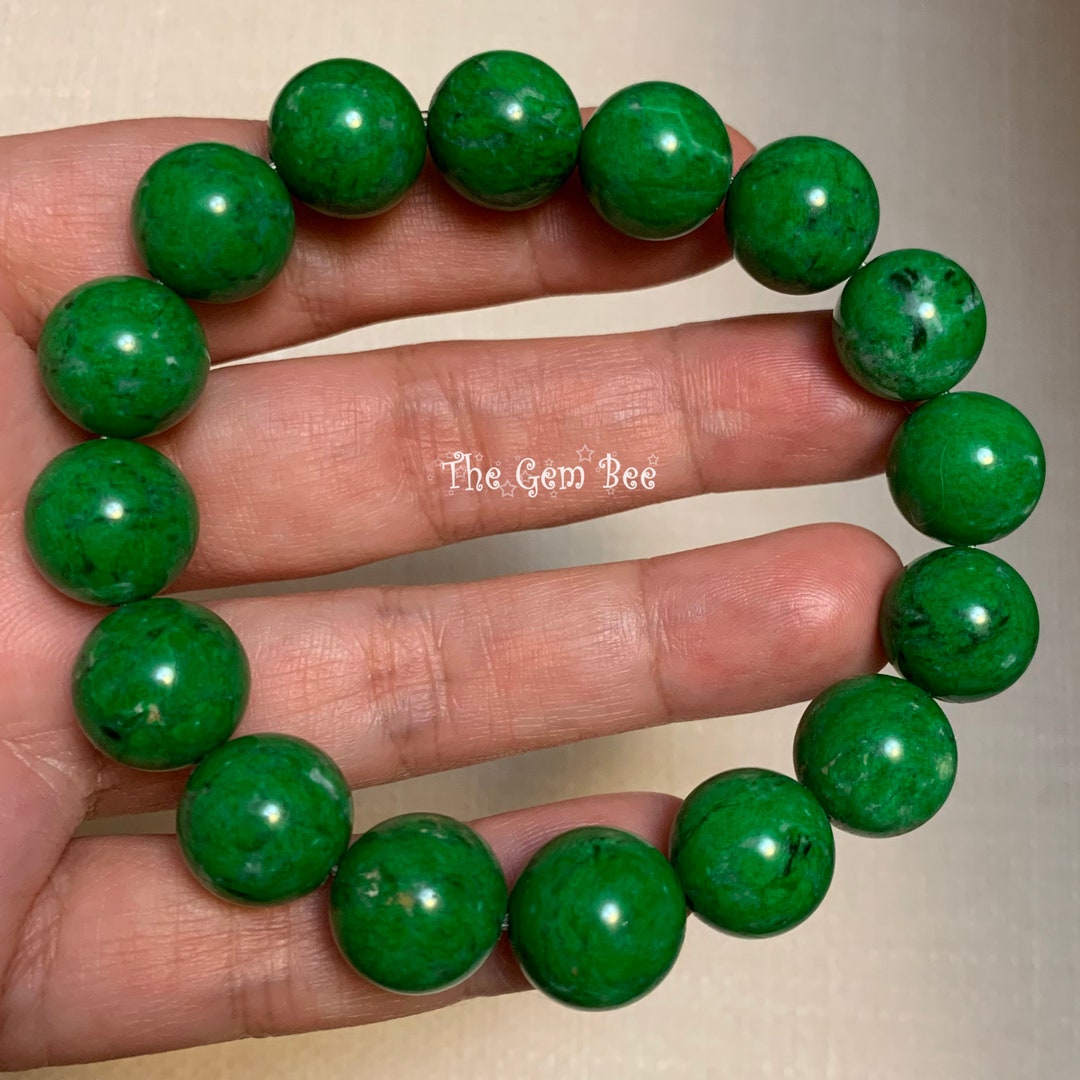 GIA Cert RARE Natural Green Gem Maw Sit Sit Round Sphere Globe Bead ...