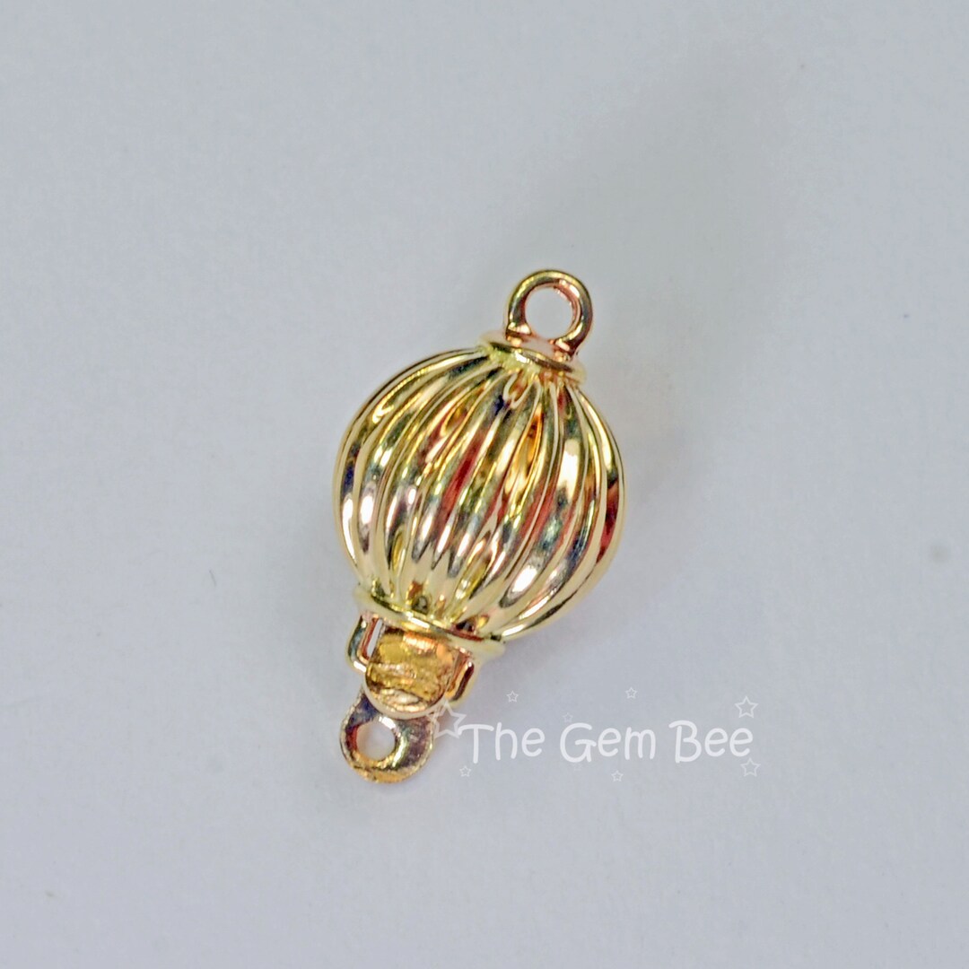 8mm 14k Solid Yellow Gold Fluted Sphere Clasp With Closed Loops - Etsy