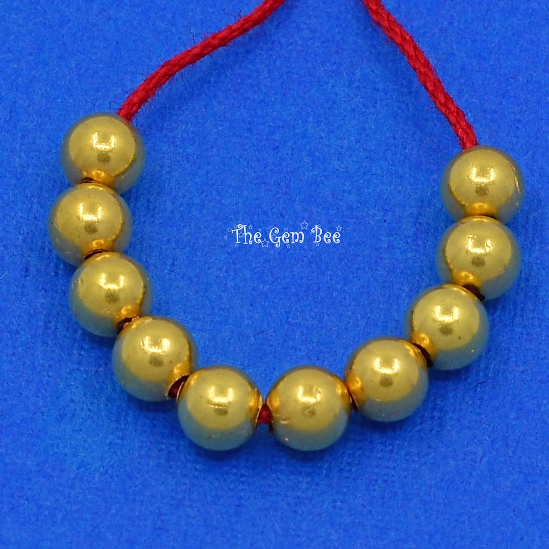 18k Solid Yellow Gold 4mm Handmade Plain Round Sphere Globe Spacer ...