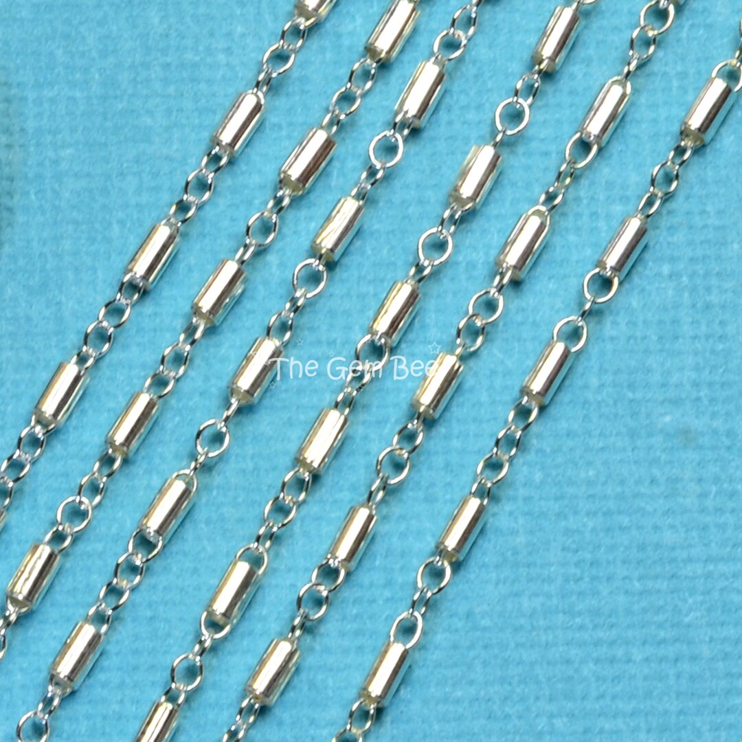 Sterling Silver Bulk Fancy Tube Chain 1.8mmx5.2mm Link Quantity: 1 Foot ...