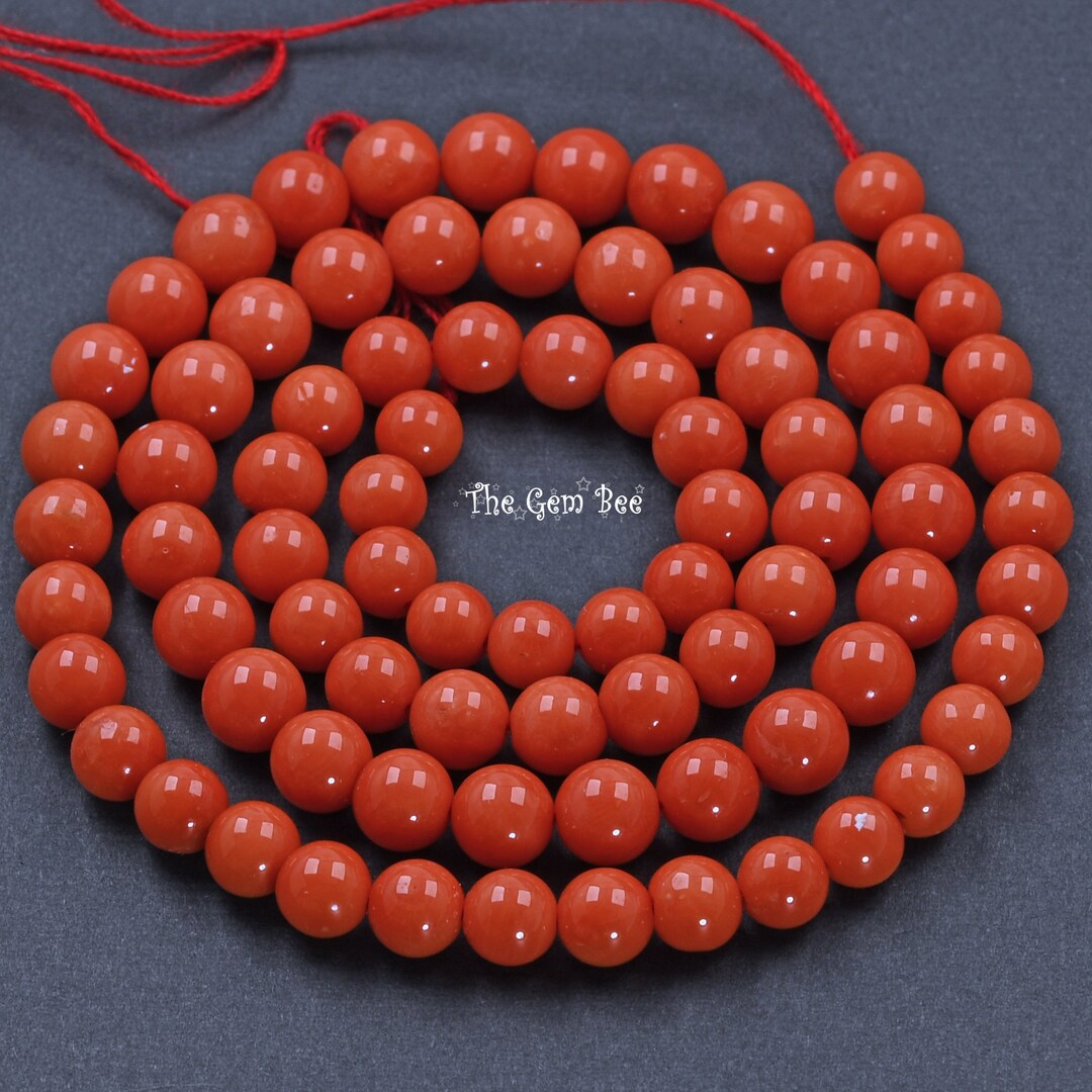 5.5mm-6mm Italian Sardinia Undyed Salmon Orange Red Coral Round Beads ...