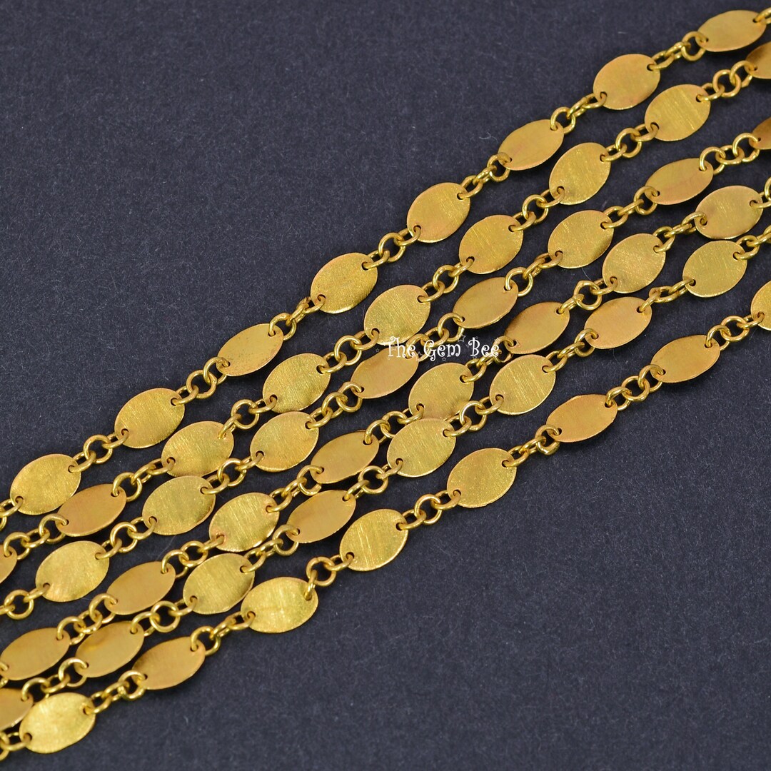 4.2mmx6.3mm 18k Solid Yellow Gold Oval Disc Chain Bulk Quantity: 6 ...