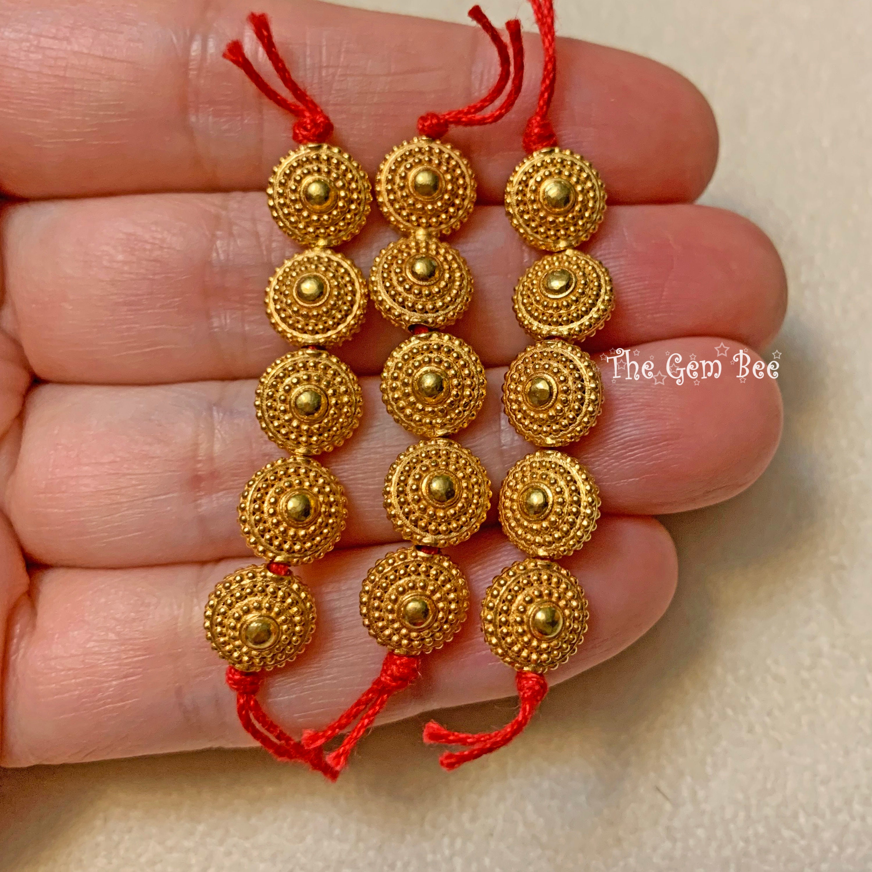 18k Solid Yellow Gold 8mm Fancy Granulation Coin Spacer Finding Bead - Etsy
