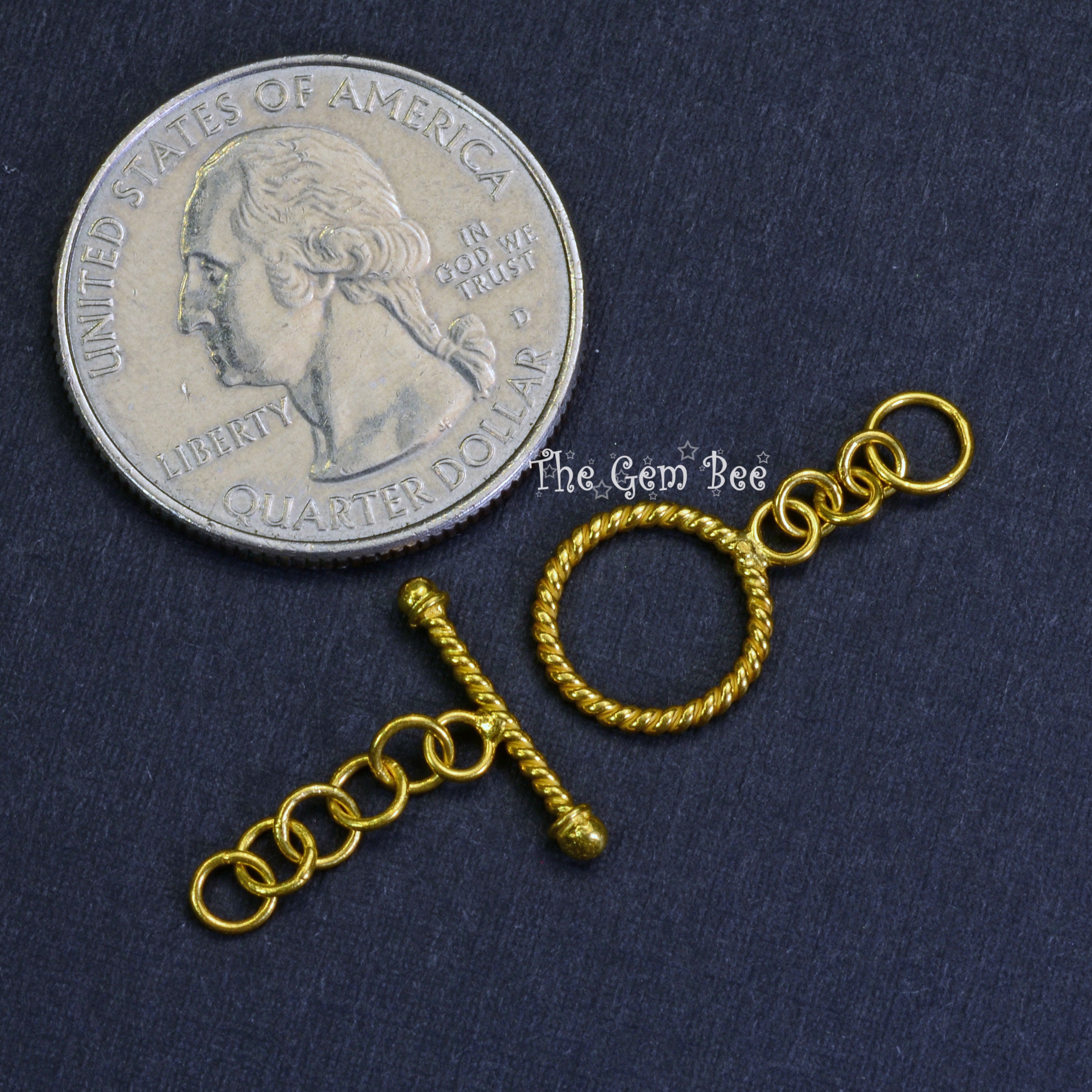 18k Solid Yellow Gold Circle Twisted Wire Toggle Clasp Finding | Etsy