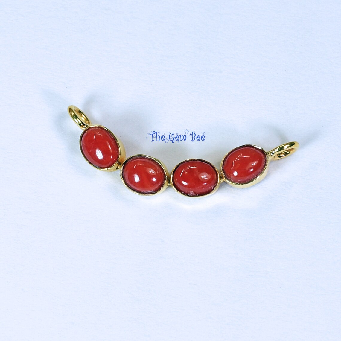 18k Solid Yellow Gold Sardinia Red Coral Bezel Gemstone - Etsy
