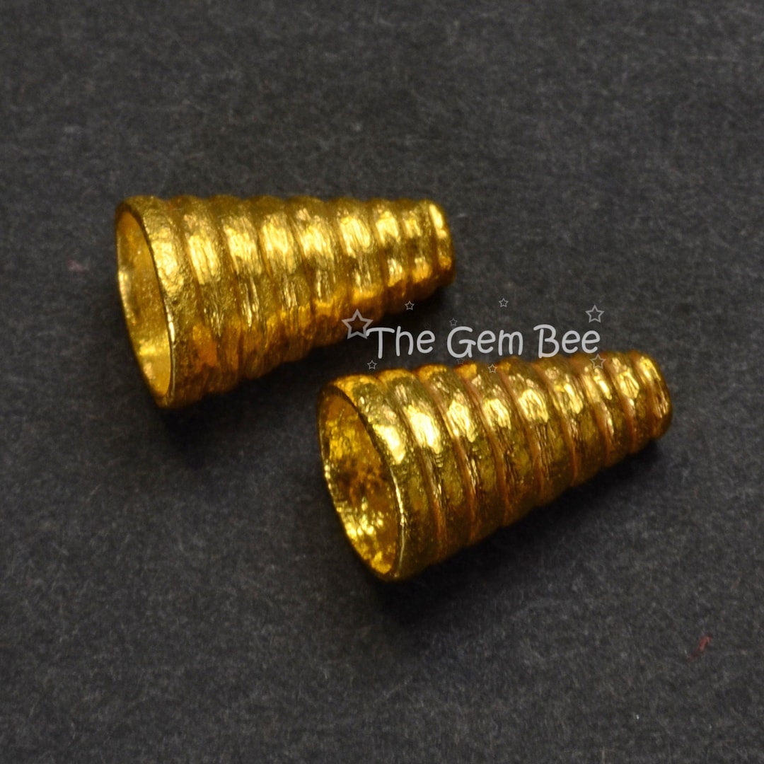 6.5mmx10.2mm 18k Solid Yellow Gold Cone Bead Cap Finding PAIR - Etsy