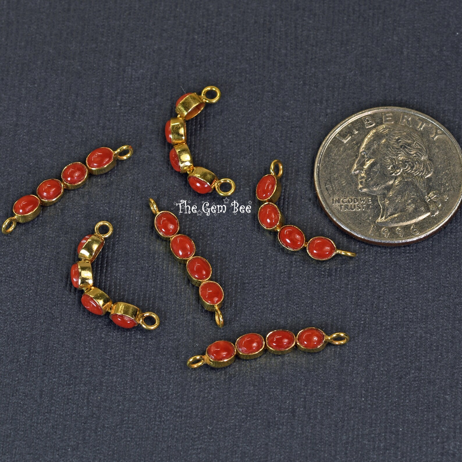 18k Solid Yellow Gold Sardinia Red Coral Bezel Gemstone - Etsy