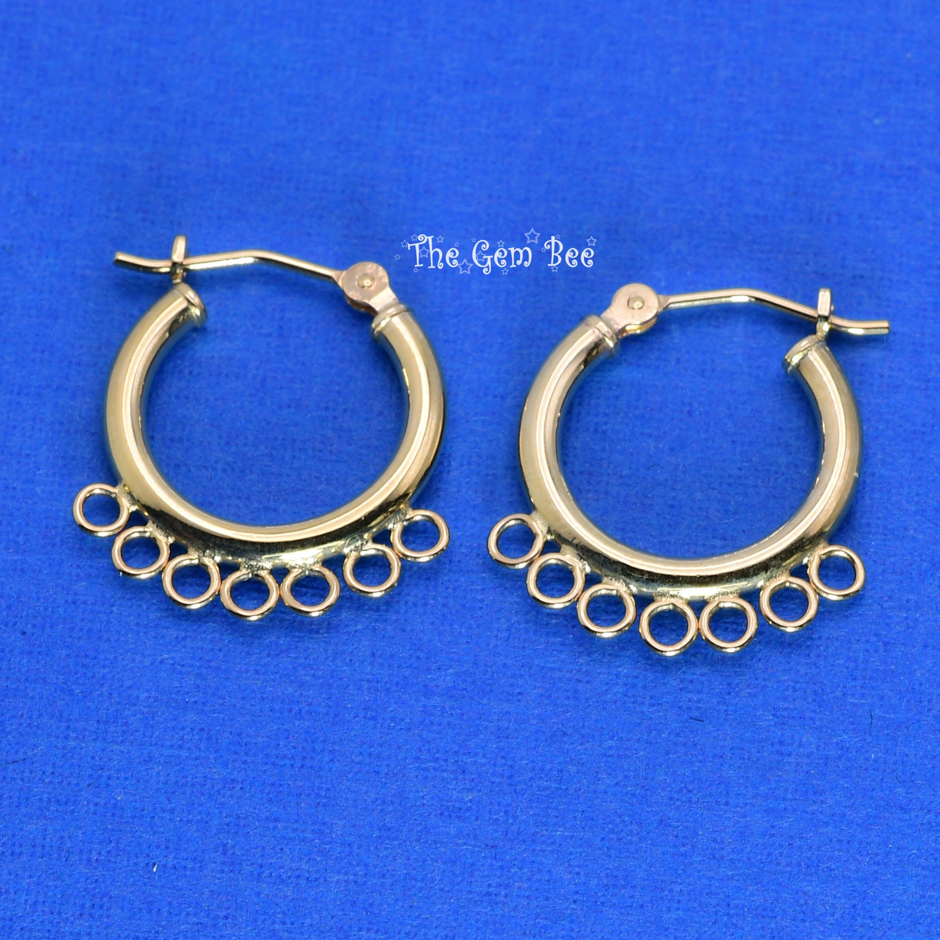 15mm 14k Solid Yellow Gold Round Hoop Earrings Findings PAIR With ...