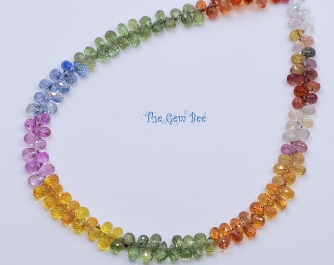 Gem Natural Multi Sapphire Faceted Petite Teardrop Briolettes Bead 8 ...