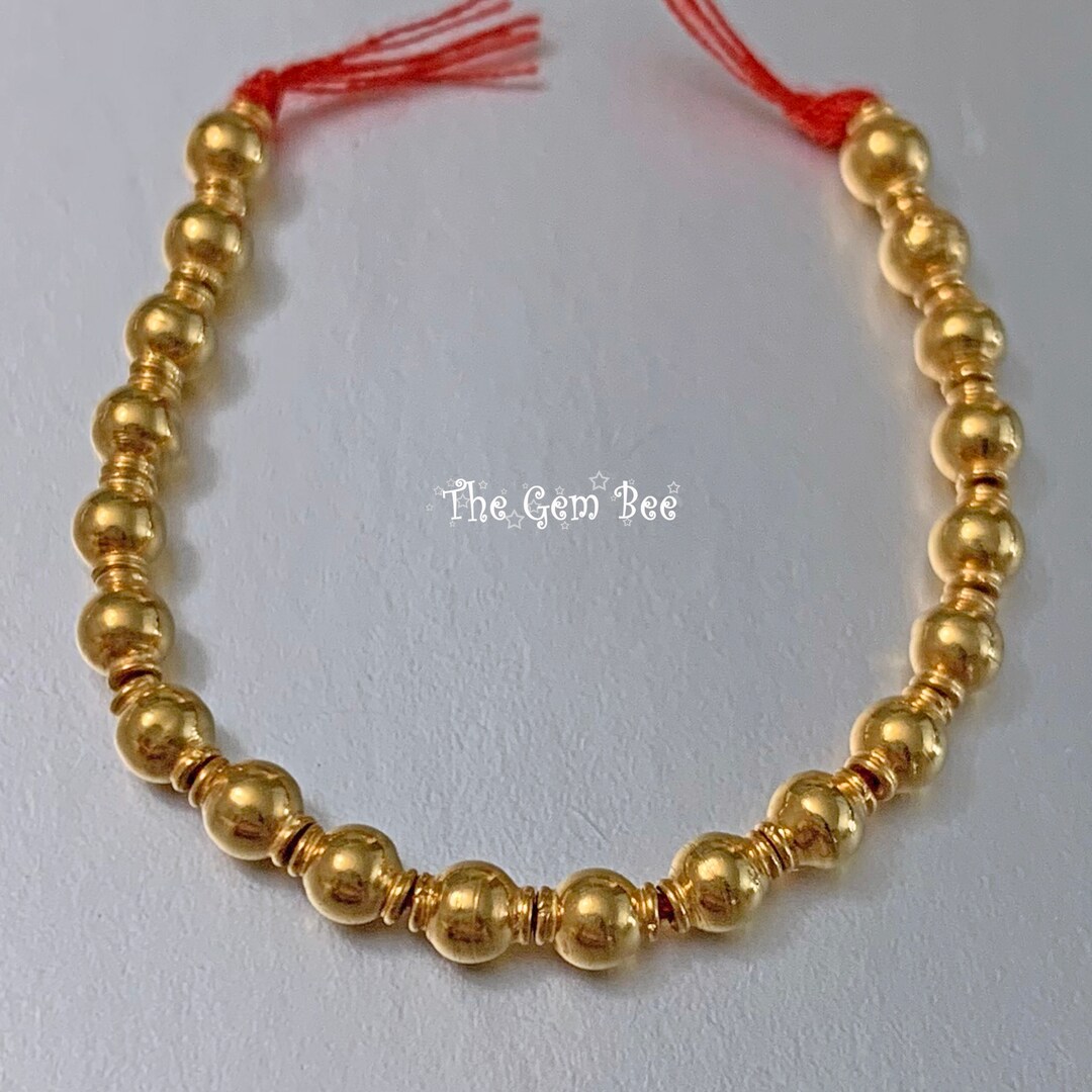 18k Solid Yellow Gold 3.2mm Lantern Spacer Findings Beads 3 Inch Strand ...