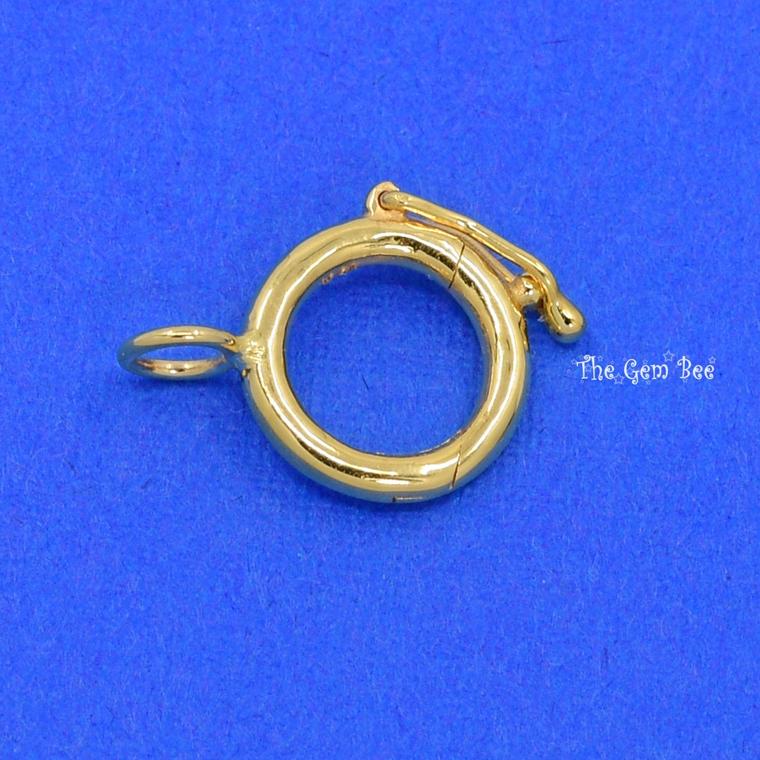 10mm 18k Solid Yellow Gold Round Necklace Snap Lock Locker Charm Clip ...