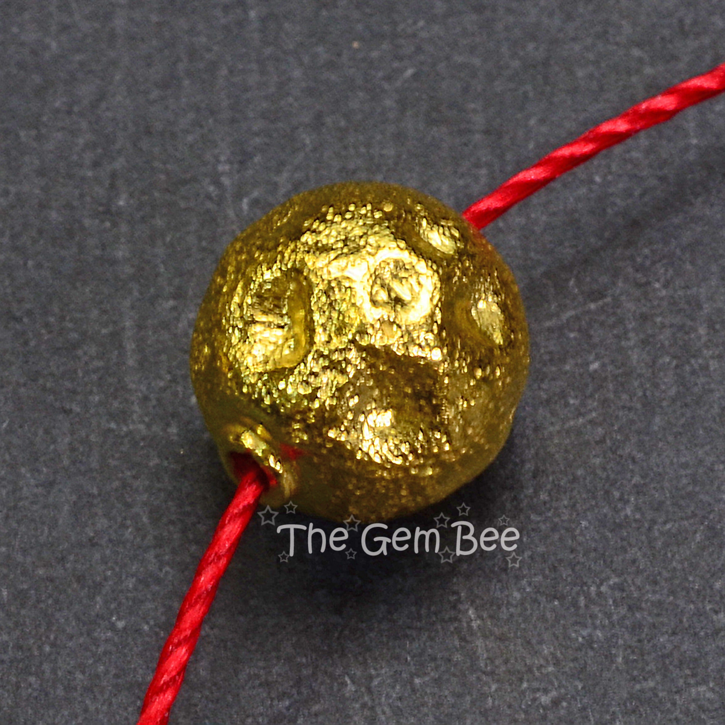 8mm 18k Solid Yellow Gold Fancy Moon Rocks Hammered Round Spacer ...