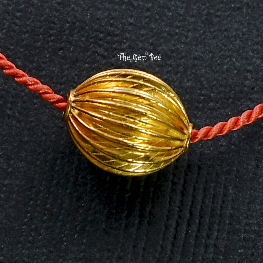7.5mmx9.5mm 18k Solid Yellow Gold Fancy Elongated Fluted Melon Spacer ...
