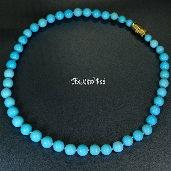 GIA Certified 10mm Sleeping Beauty Turquoise 21 Necklace | Etsy
