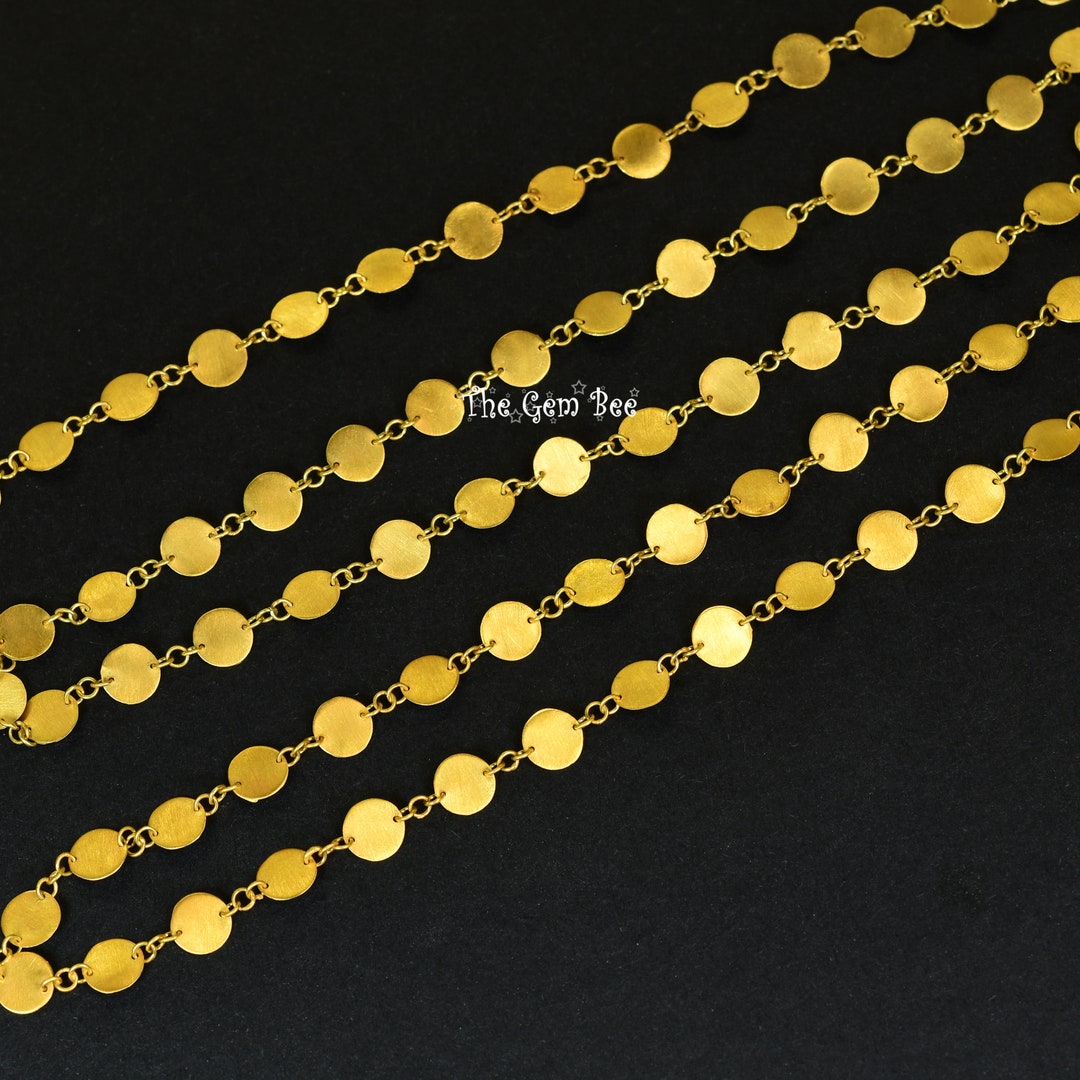 6.5mm 18k Solid Yellow Gold Round Disc Chain Bulk Quantity: 2 Inches or ...