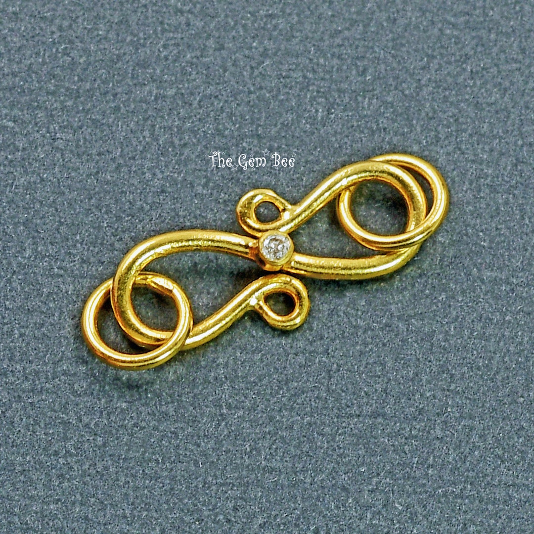 7mmx15mm 18k Solid Gold Classic S Hook Clasp Finding With Brilliant Cut ...