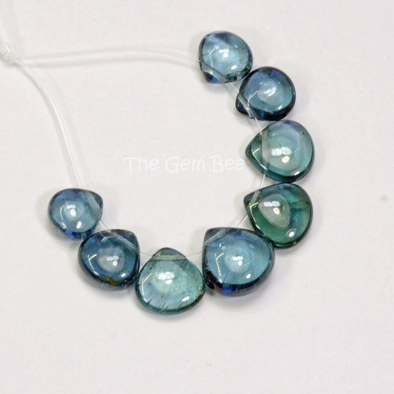 11.6CT Indicolite Blue Tourmaline Smooth Heart Beads 8 - Etsy