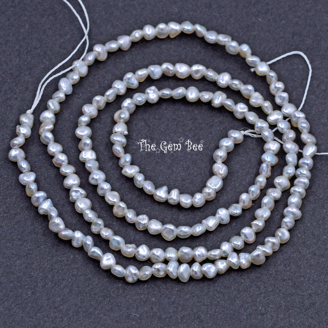 3mm Japanese Akoya Natural Platinum Saltwater Keshi Pearl Nugget Bead ...